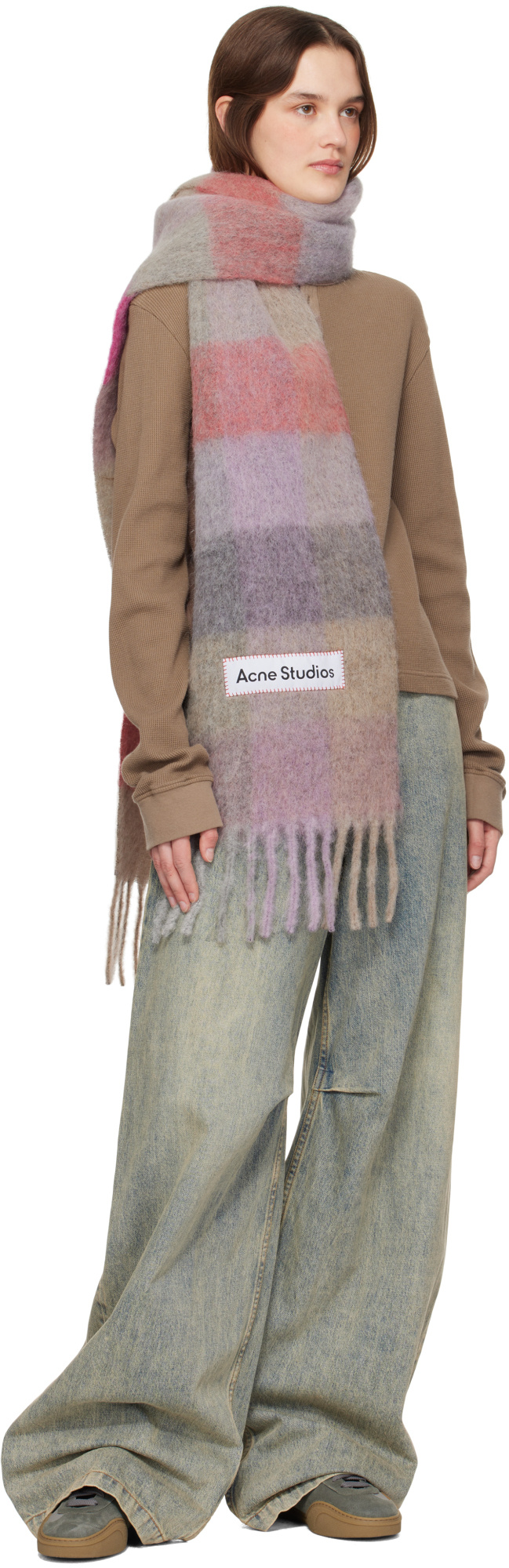ACNE STUDIOS Acne Studios Logo Patch Checked Scarf